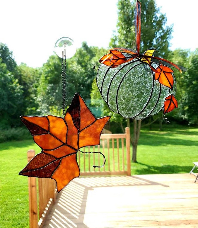 Stained Glass Maple Leaf Suncatcher Stained Glass Fall Etsy Australia