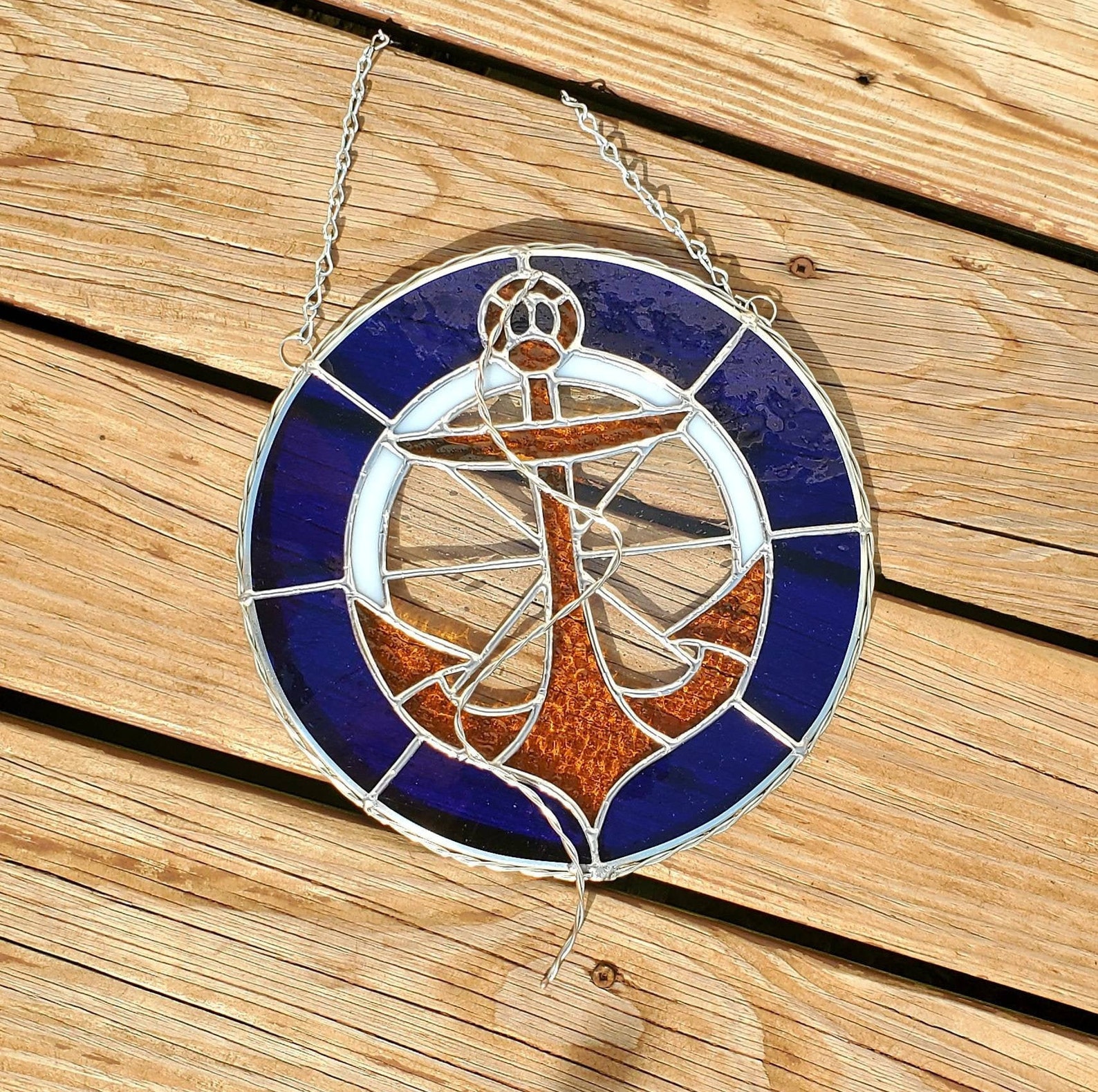 Anchor Stained Glass Nautical Suncatcher Anchor Accents - Etsy
