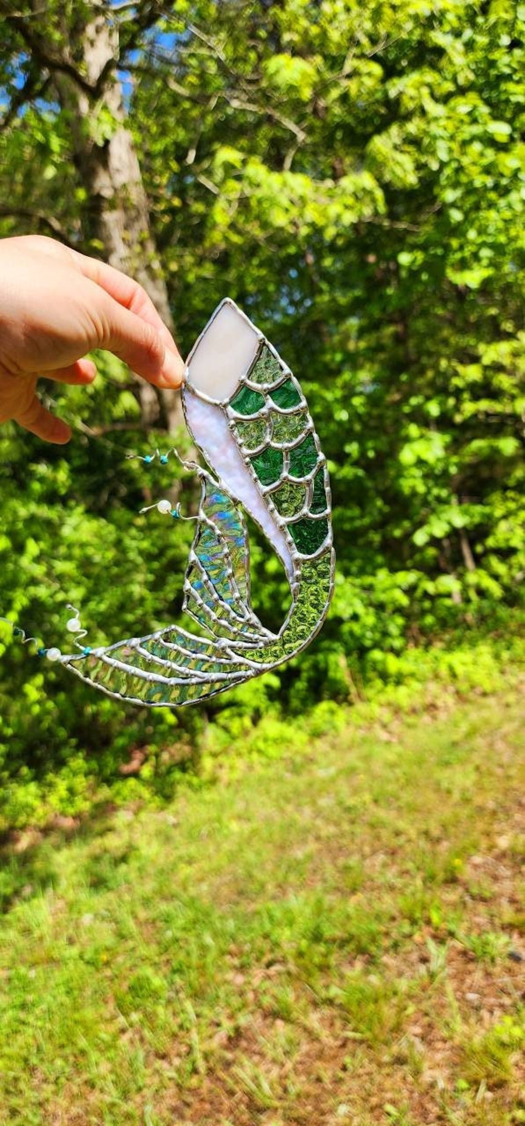 Stained Glass Mermaid Tail Suncatcher Mermaid Decor Glass Mermaid Tail ...