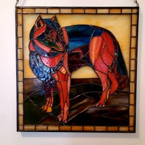 Stained Glass Wolf Panel Wolf Decor Wolf Art Glass Wolf - Etsy