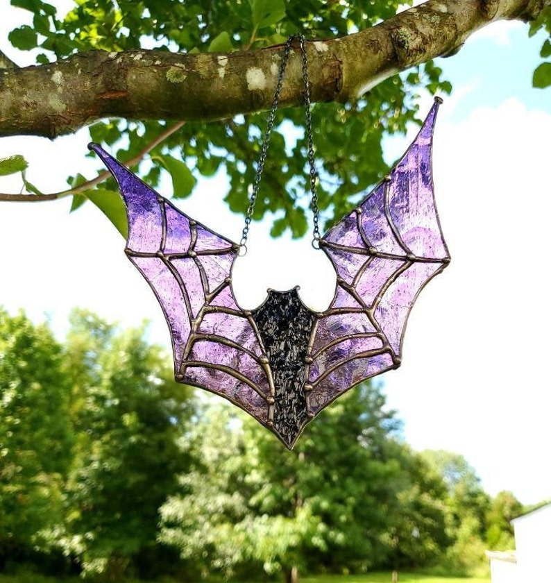 Stained Glass Bat Suncatcher, Stained Glass Halloween Decoration ...