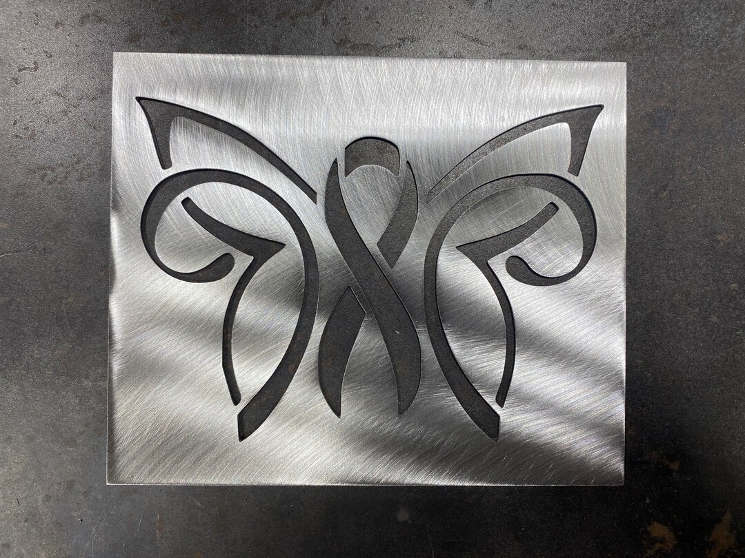 Metal Cancer Ribbon Stencil With Butterfly for Wood American Flags ...