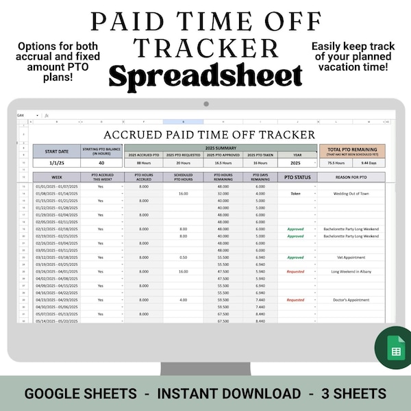 Time off Calendar and Tracking - Etsy