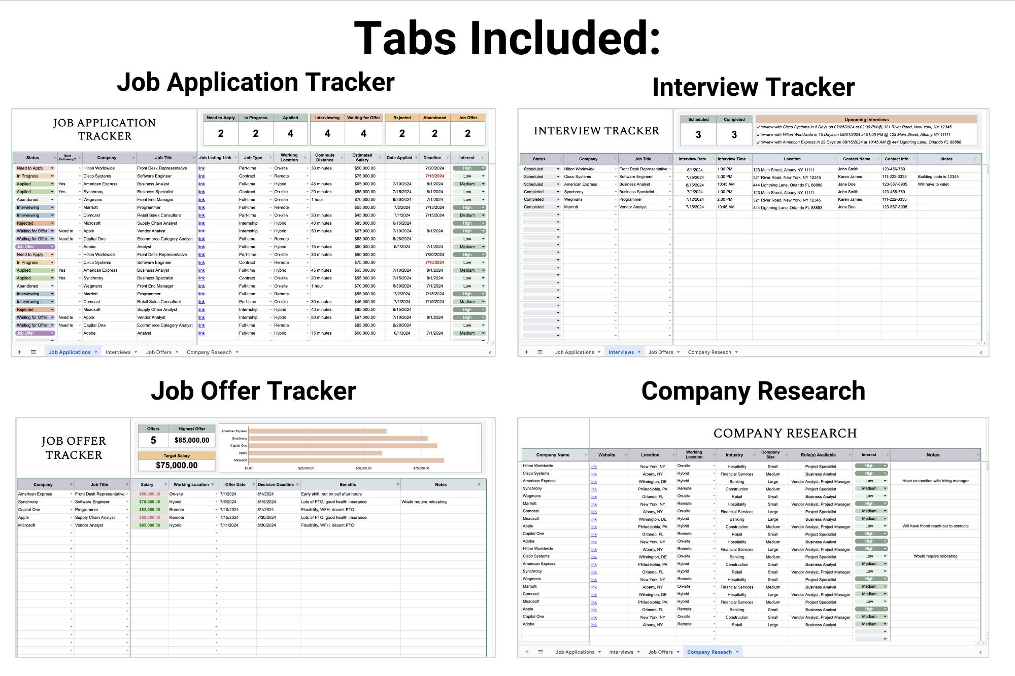 Job Application Tracker: Google Sheets Template (digital Download) - Etsy