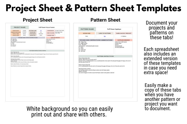 Crochet Planning Spreadsheet Bundle: Google Sheets Template (digital ...