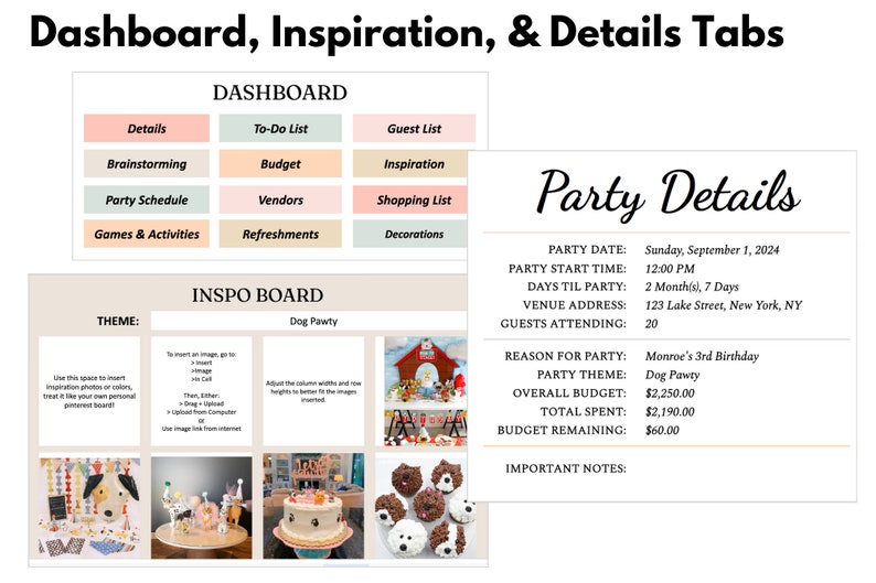 Digital Party Planning Spreadsheet: Google Sheets Template (instant ...