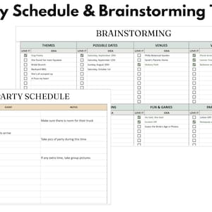 Digital Party Planning Spreadsheet: Google Sheets Template (instant ...