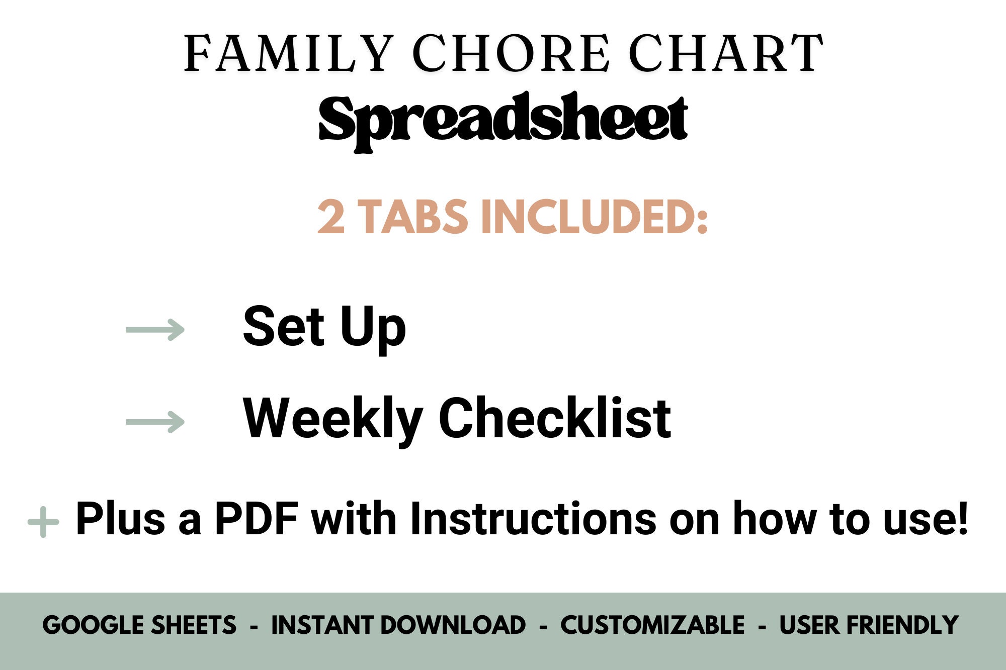 Family Chore Chart | Google Sheets | Customizable Spreadsheet Template ...