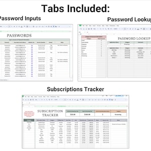 Password & Subscription Tracker: Google Sheets Template (digital ...