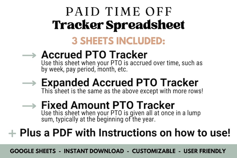 Paid Time off Tracker: PTO Vacation Planner Google Sheets (instant ...