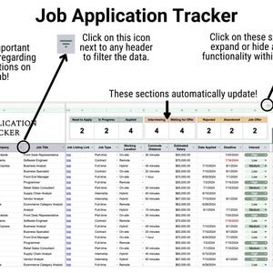 Job Application Tracker: Google Sheets Template (digital Download) - Etsy