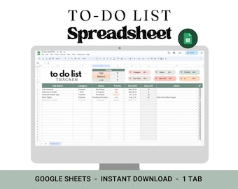 Task Tracking Spreadsheet Task Planner Digital to Do List Google Sheets ...