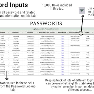 Password & Subscription Tracker: Google Sheets Template (digital ...