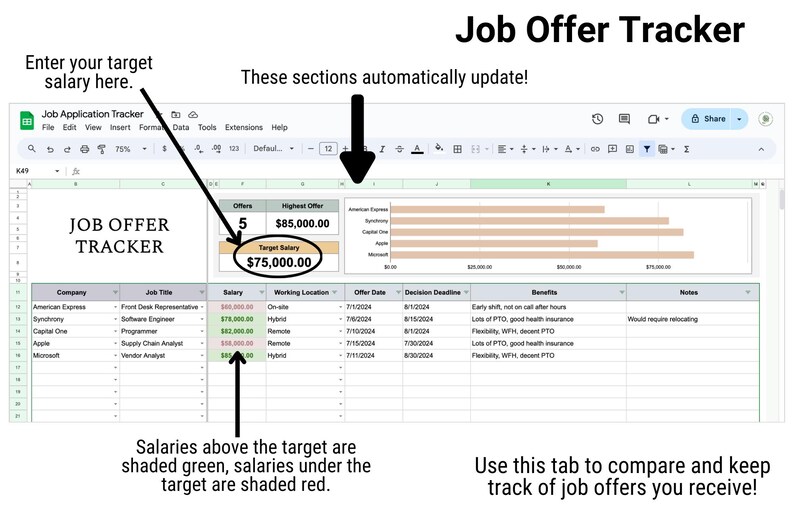 Job Application Tracker: Google Sheets Template (digital Download) - Etsy