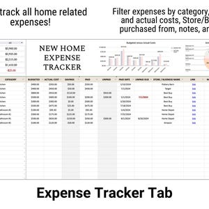 New Home Expense Tracker: Google Sheets Budget Template (digital ...