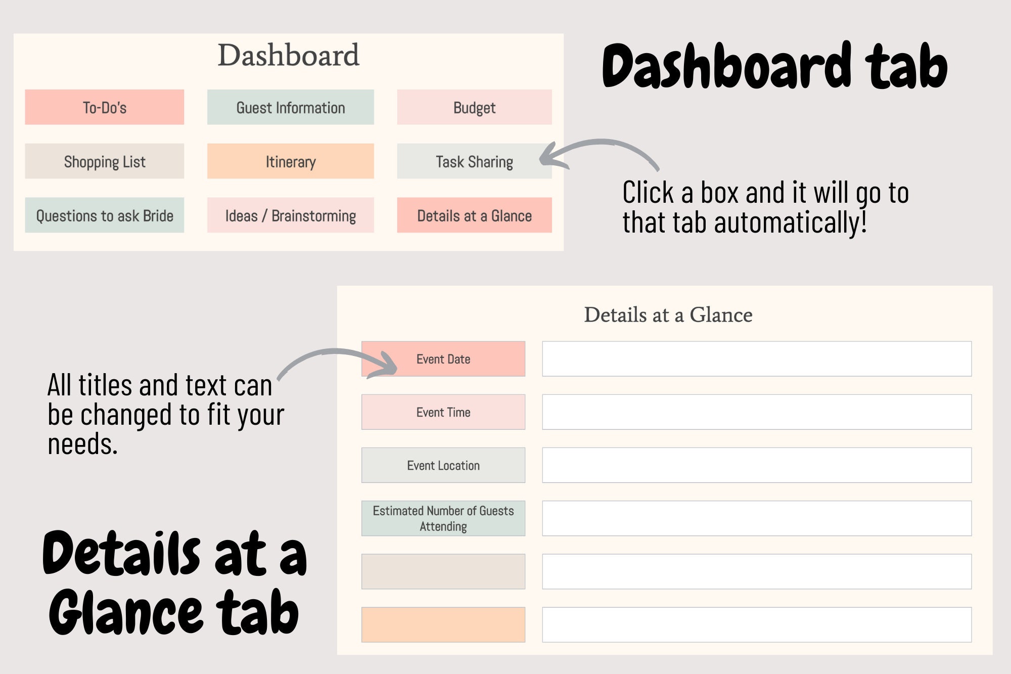 Bridal Shower Planning Spreadsheet Google Sheets Template Wedding Maid ...