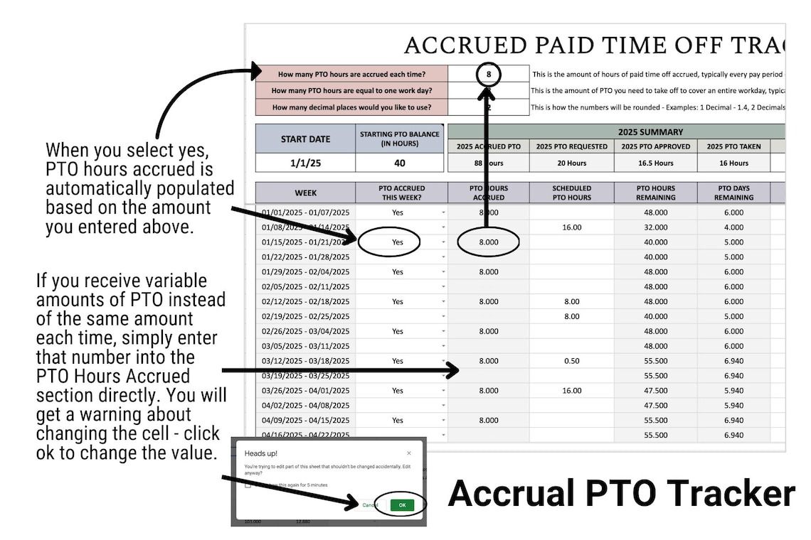 Paid Time off Tracker: PTO Vacation Planner Google Sheets (instant ...