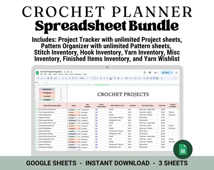Crochet Spreadsheet, Craft Pricing Calculator, for Knitter and ...