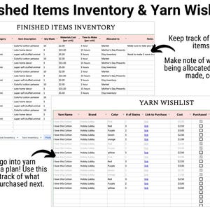 Crochet Planning Spreadsheet Bundle: Google Sheets Template (digital ...