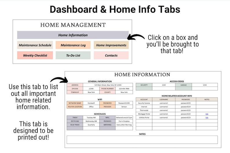 Home Management Planner: Google Sheets Template (instant Digital ...
