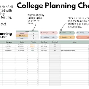 College Application Tracker: Google Sheets, Planner & Comparison Tool ...
