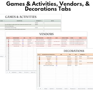 Digital Party Planning Spreadsheet: Google Sheets Template (instant ...