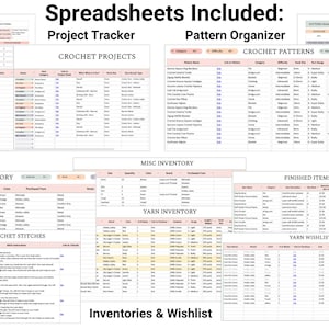 Crochet Planning Spreadsheet Bundle: Google Sheets Template (digital ...