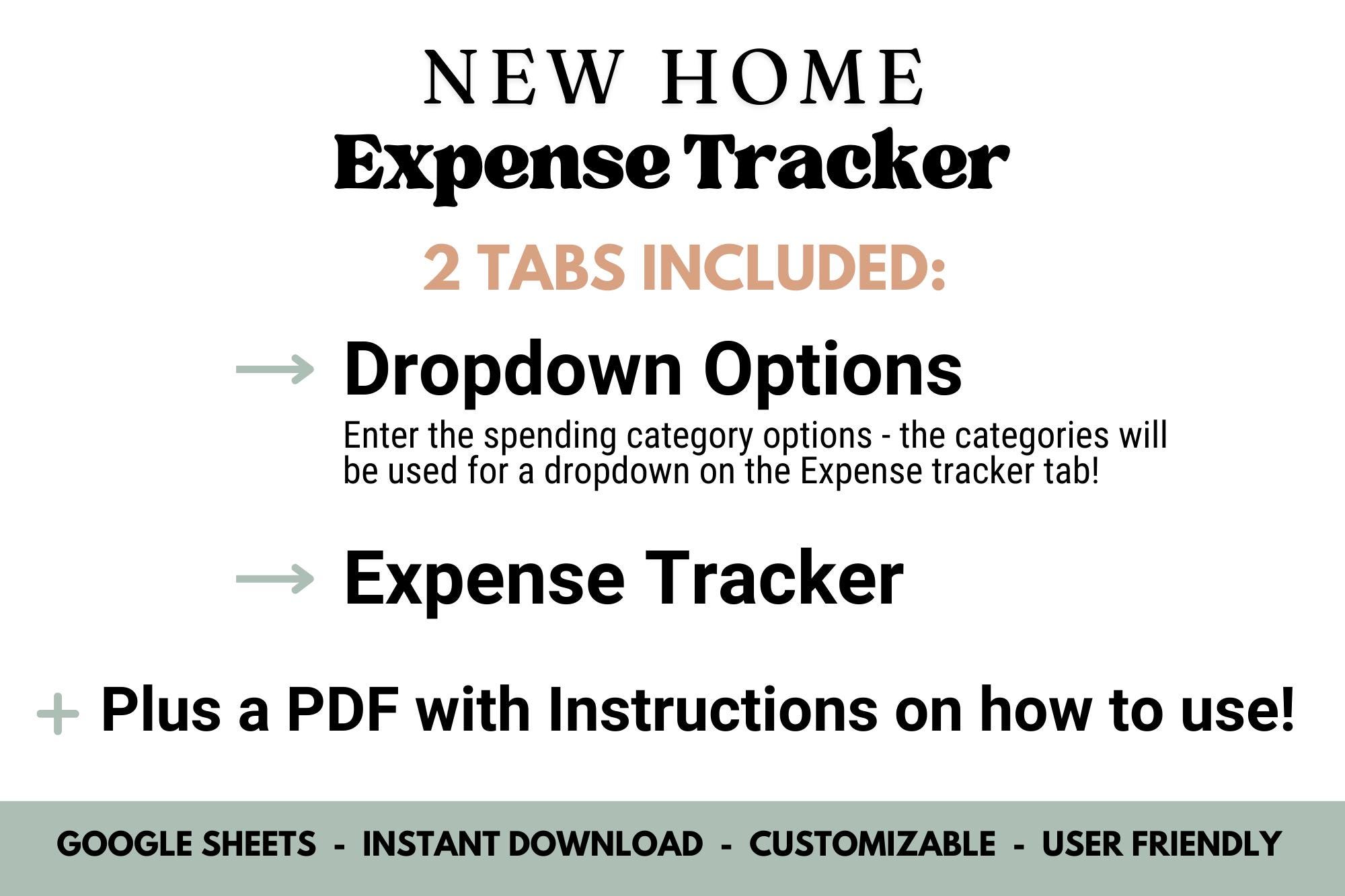 New Home Expense Tracker: Google Sheets Budget Template (digital ...