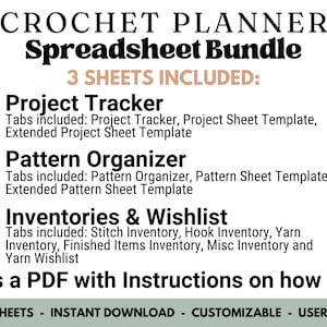 Crochet Planning Spreadsheet Bundle: Google Sheets Template (digital ...
