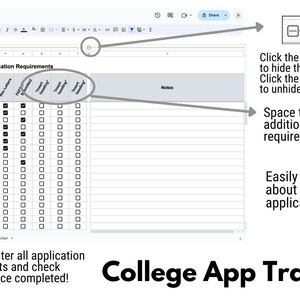 College Application Tracker: Google Sheets, Planner & Comparison Tool (instant Digital Download ...