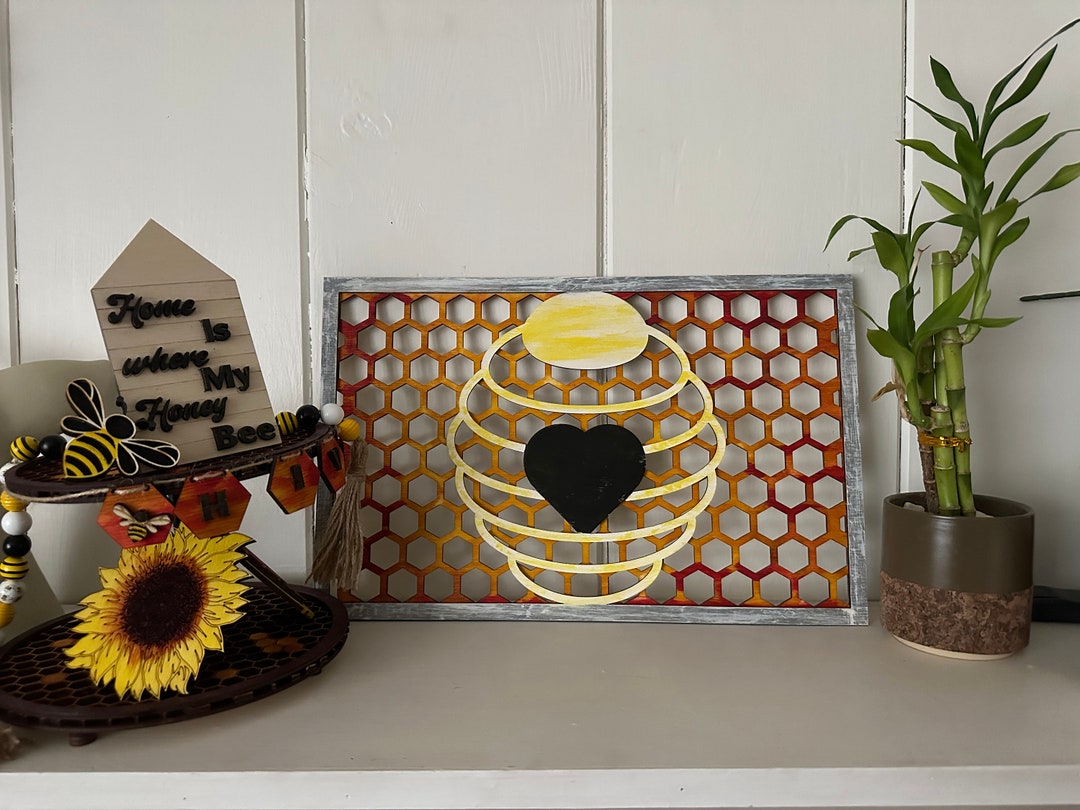 Honey Bee Hive, Bee Decor, Laser File, Glowforge, Cut File, Honeycomb ...