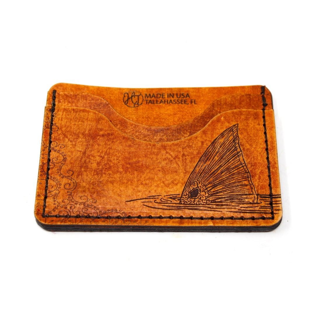 Leather Card Holder Wallet - Redfish - Etsy