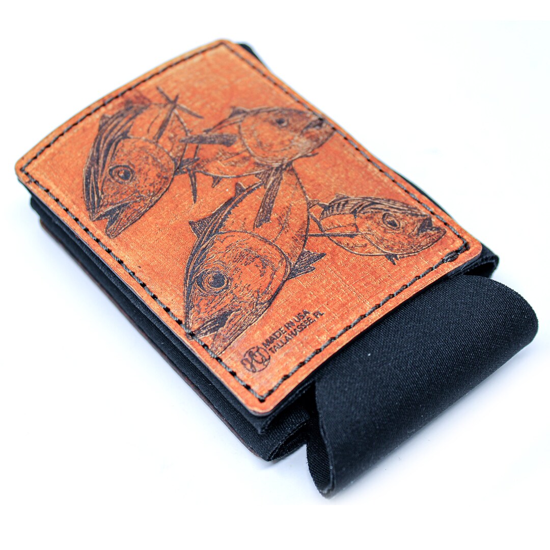 Leather Patch Drink Sleeve - Blackfin Tuna Run - Etsy