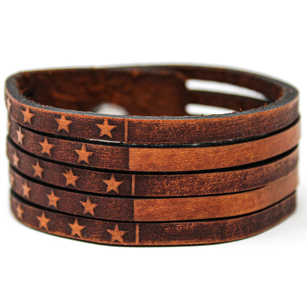 Unisex Leather Cuff - American Flag Slice - Etsy