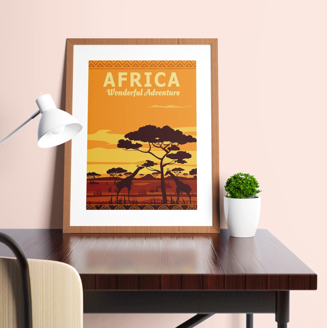 Africa Travel Poster – Vintage Safari Sunset Wall Art, Africa Safari ...