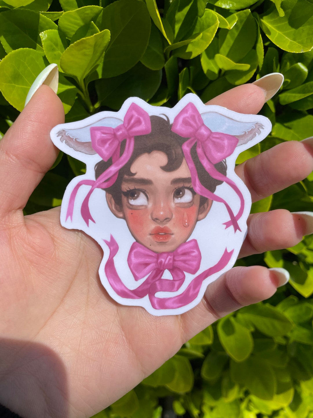 Ribbon Girl Die-cut Sticker - Etsy