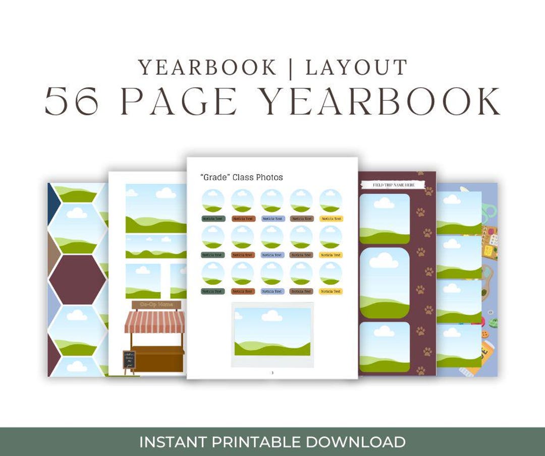 Customizable Yearbook Canva Template - 56 Pages, 26 Spreads, Canva ...