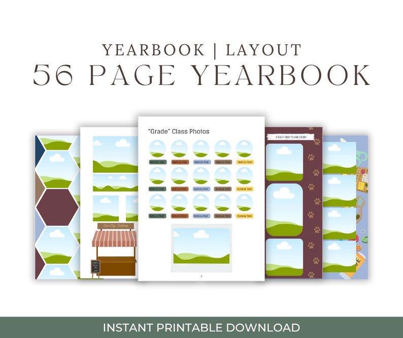 Customizable Yearbook Canva Template - 56 Pages, 26 Spreads, Canva ...