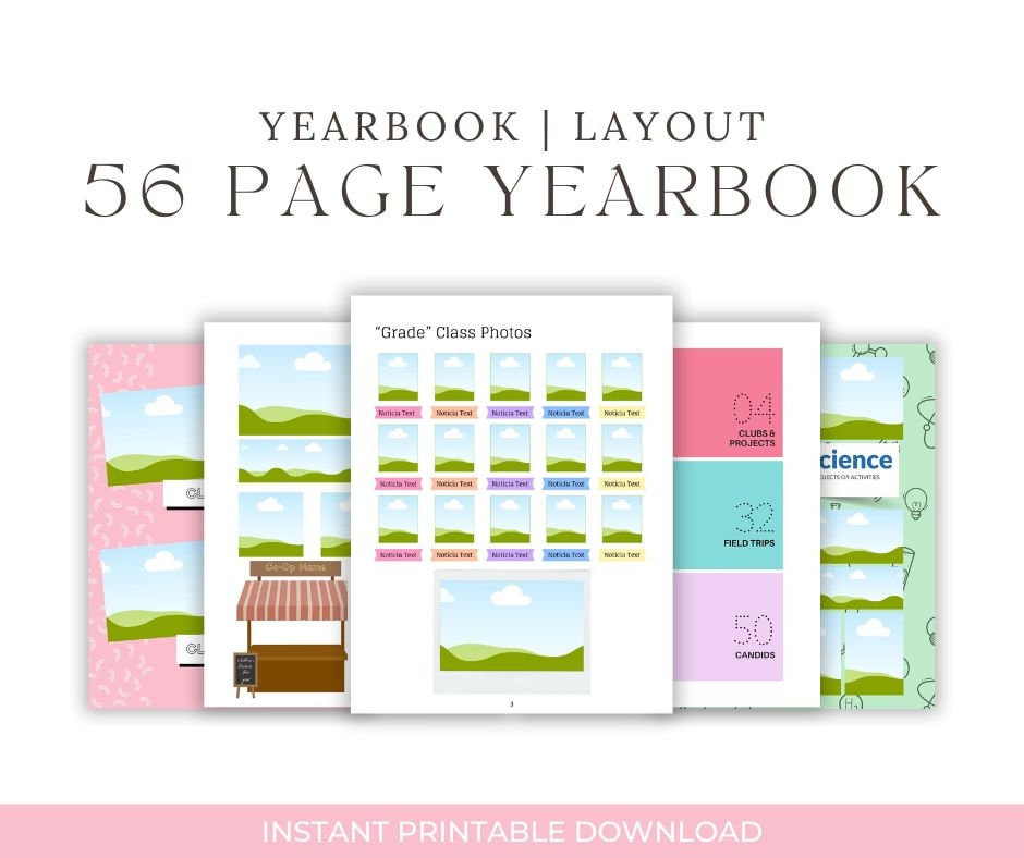 Customizable Yearbook Canva Template - 56 Pages, 26 Spreads, Canva ...