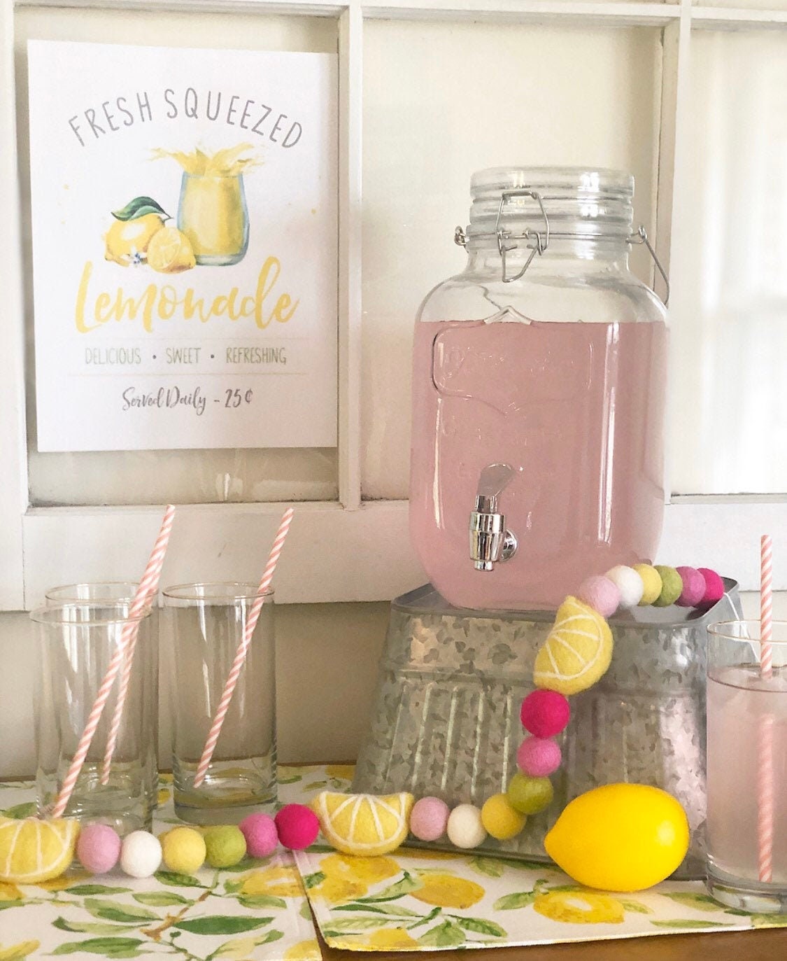 Lemon Garland/Pink Lemonade/Lemon Decor/ Fruit Garland/ Lemon | Etsy