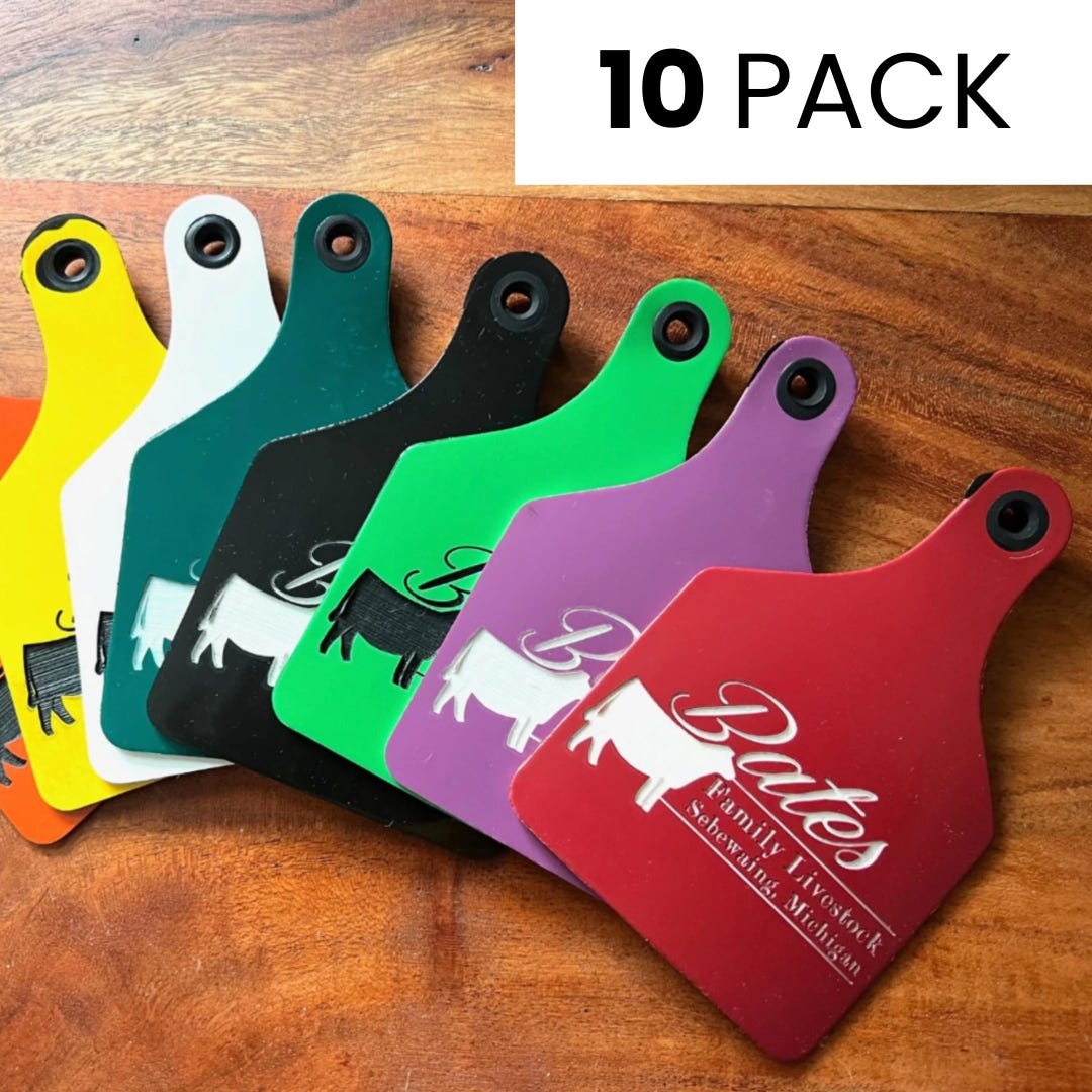 Farm Logo Customizable Cattle Ear Tag 10 PACK, Ritchey Cattle ID Ear ...