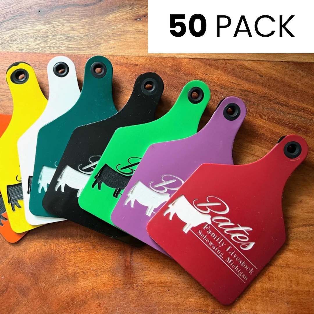 Farm Logo Customizable Cattle Ear Tag 50 PACK, Ritchey Cattle ID Ear ...