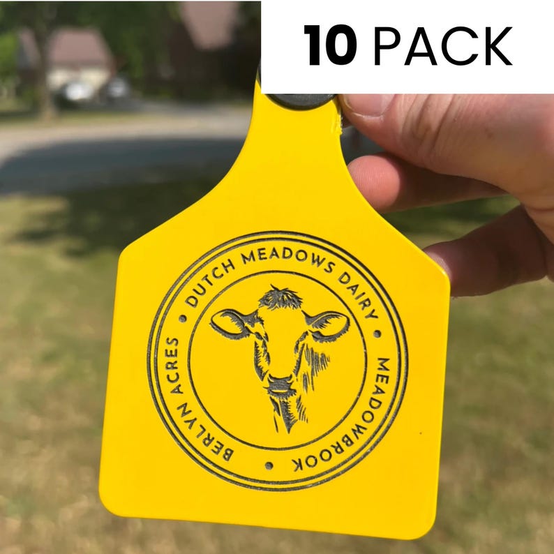 Farm Logo Customizable Cattle Ear Tag 10 PACK, Ritchey Cattle ID Ear ...