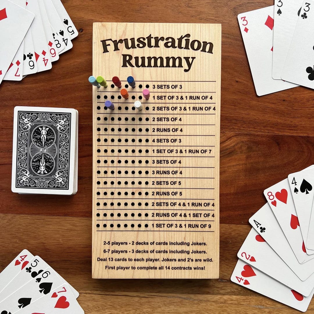 Wood Frustration Rummy Scoreboard, Gin Rummy Score Tracker | Stocking ...