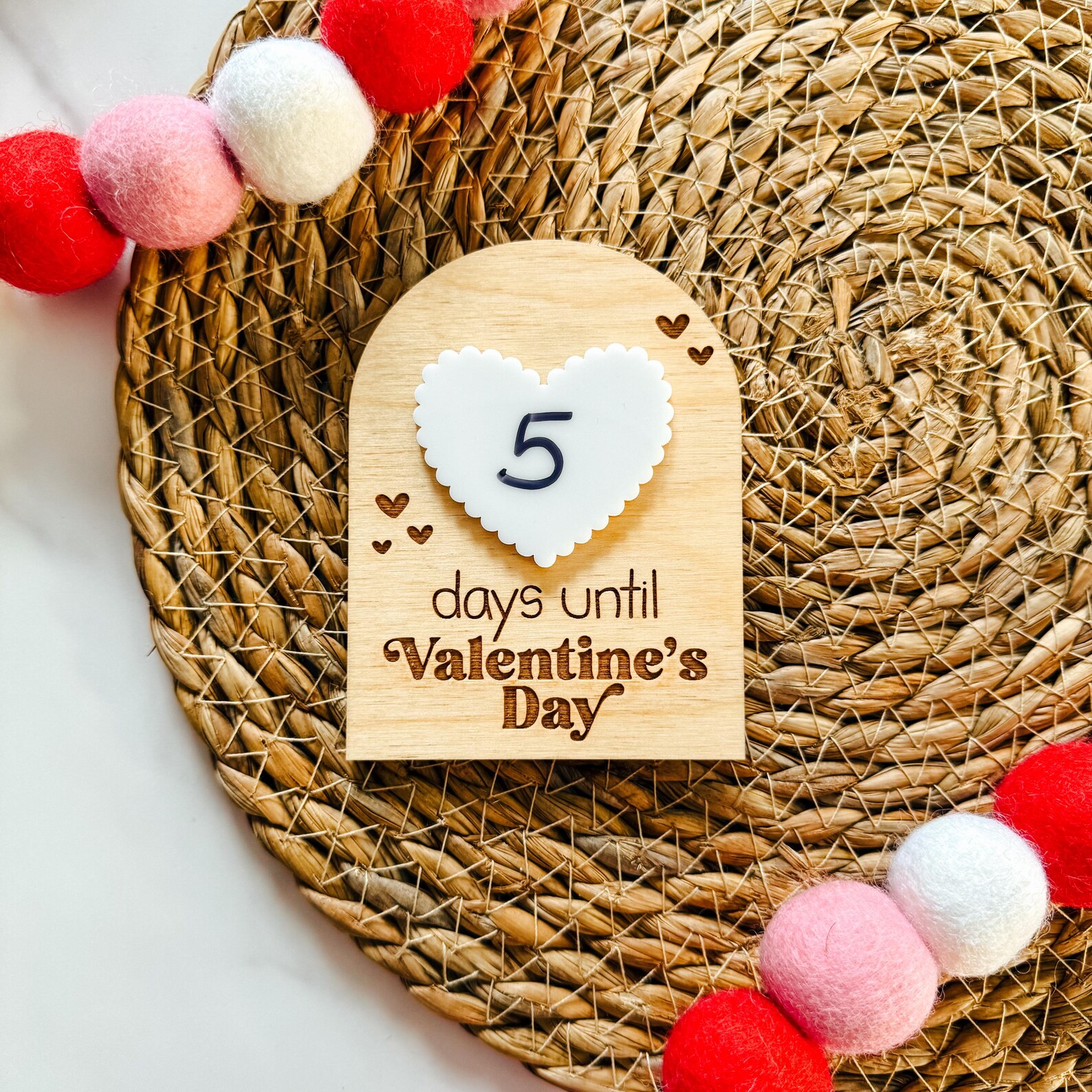 Days Until Valentine's Day Countdown Wood Sign Magnet Dry Erase, Gift ...