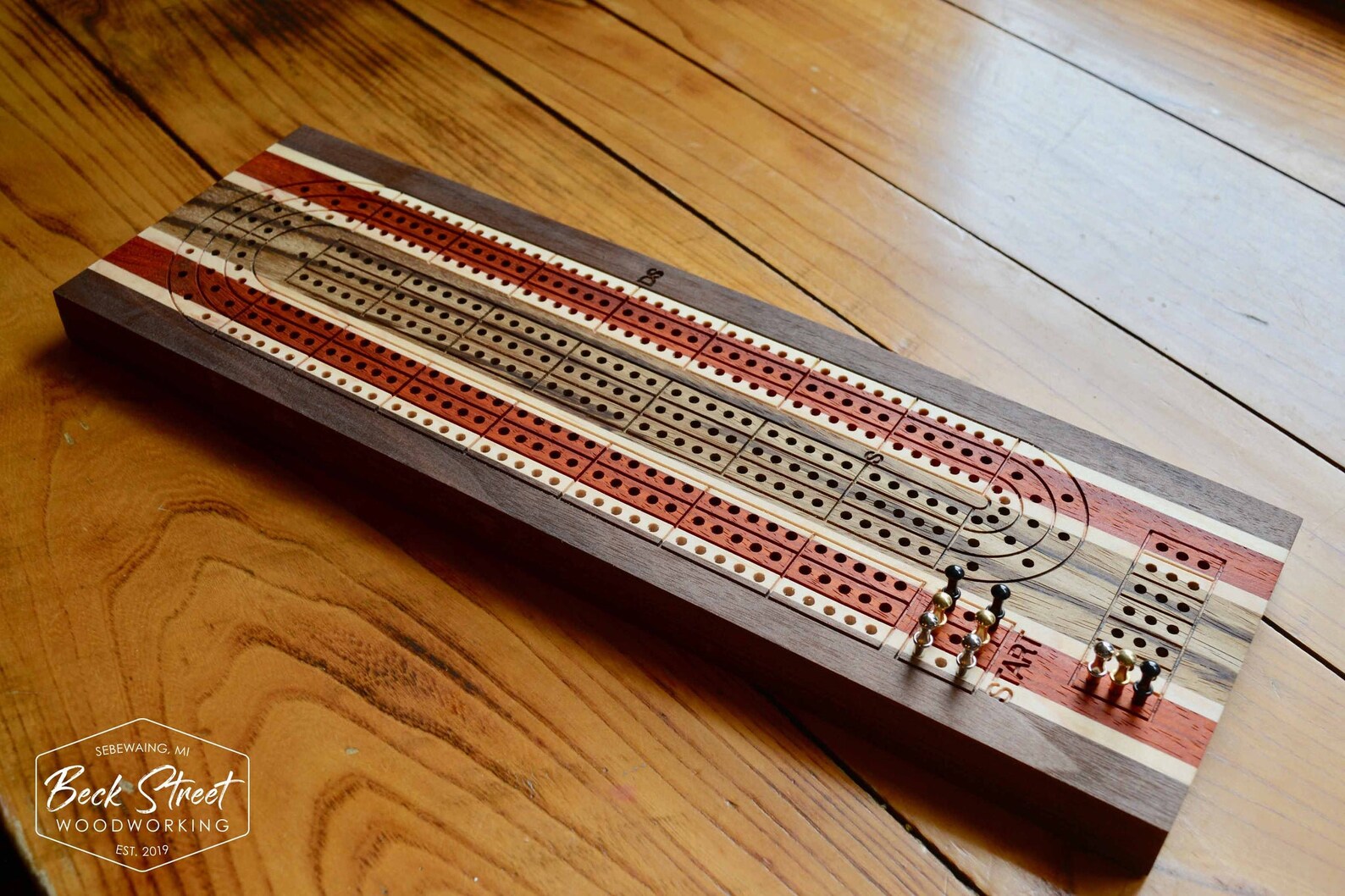 Cribbage Board, Zebrawood, African Padauk, Walnut, Maple, Handmade ...