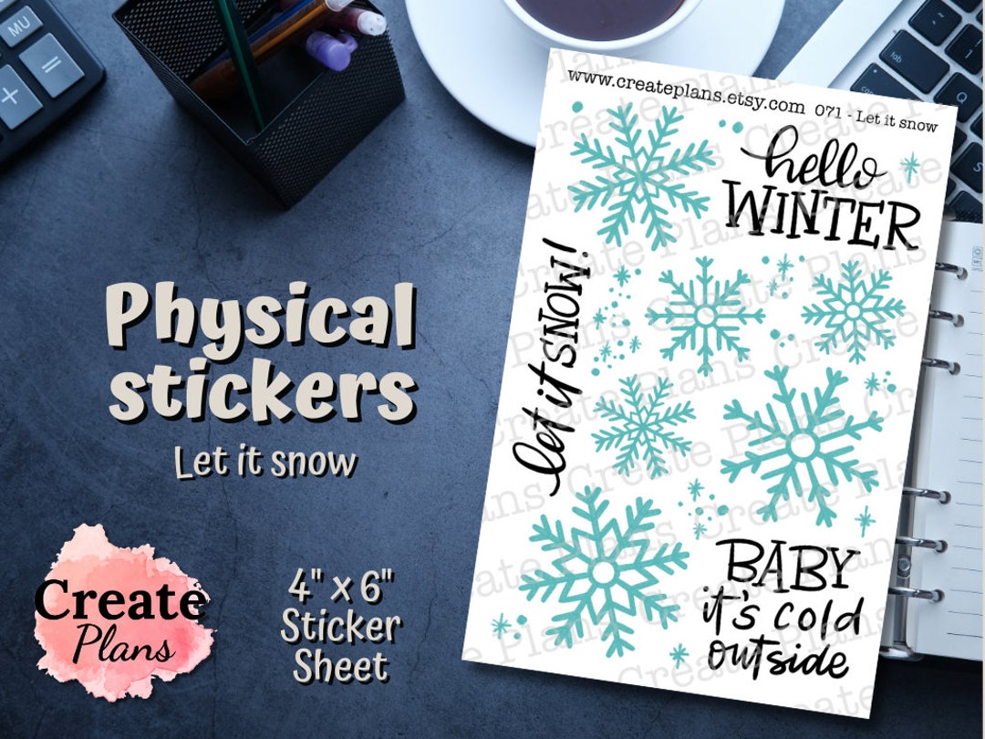 Let It Snow Sticker Sheet Planner Stickers, Winterstickers, Snow Flakes ...