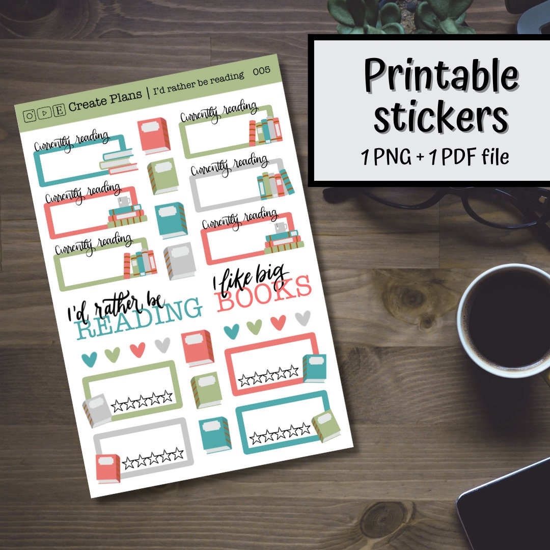 Currently Reading Sticker Sheet Planner Stickers Reader - Etsy