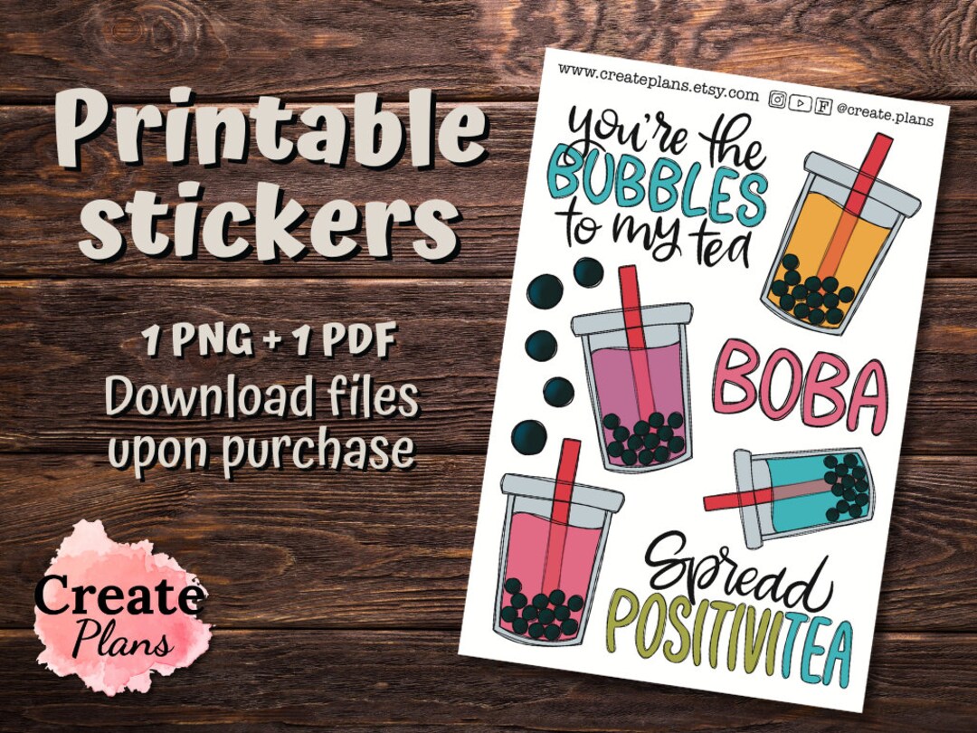 Buy Bubble Tea Quotes Sticker Sheet Decorative Stickers for Happy ...