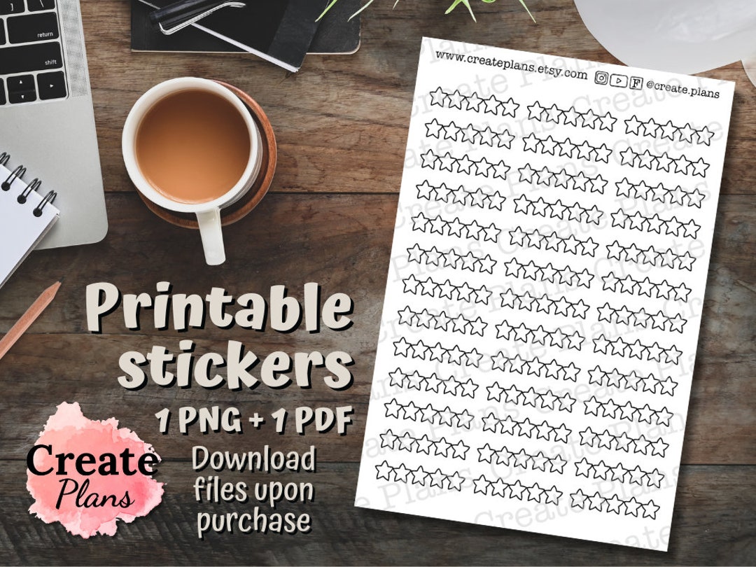 Stars Rating Printable Sticker Sheet | Essential Stickers, Book Rating ...